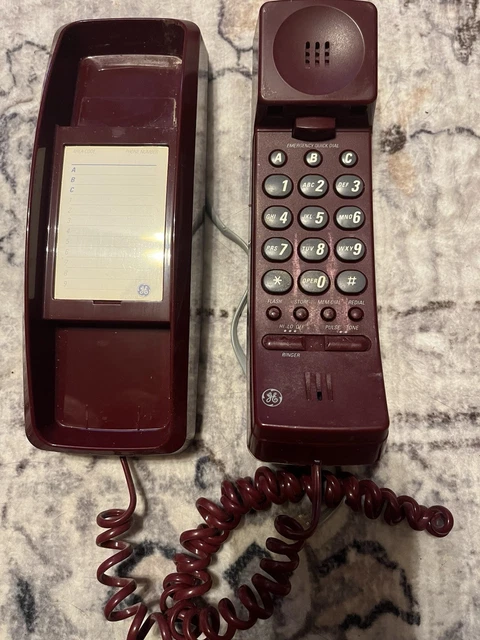 VINTAGE GE BURGANDY Slim Wall Phone Push Button £22.14 - PicClick UK