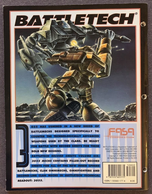 BATTLETECH BATTLEMECH RECORD Sheets Volume 6, 3055 - Like New - FASA 1668 $22.00 - PicClick CA