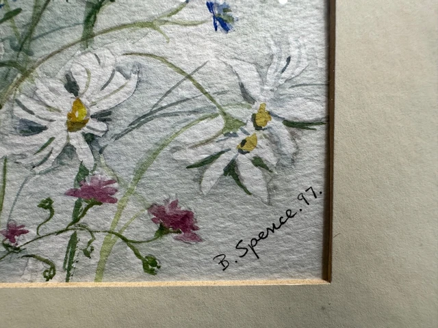 ORIGINAL WATERCOLOUR HEDGEROW in Summer by Betty Spence 1997 - Framed ...