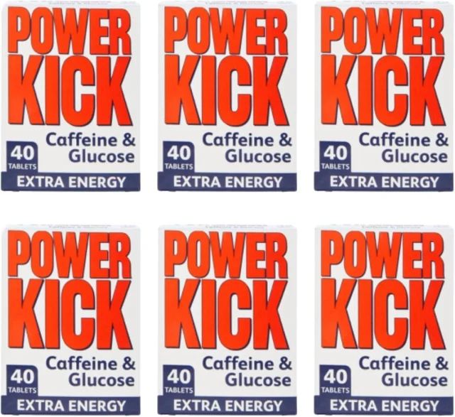 POWER KICK ENERGY Tablets 40 X 6 Caffeine & Glucose Fast Energy Boost £ ...