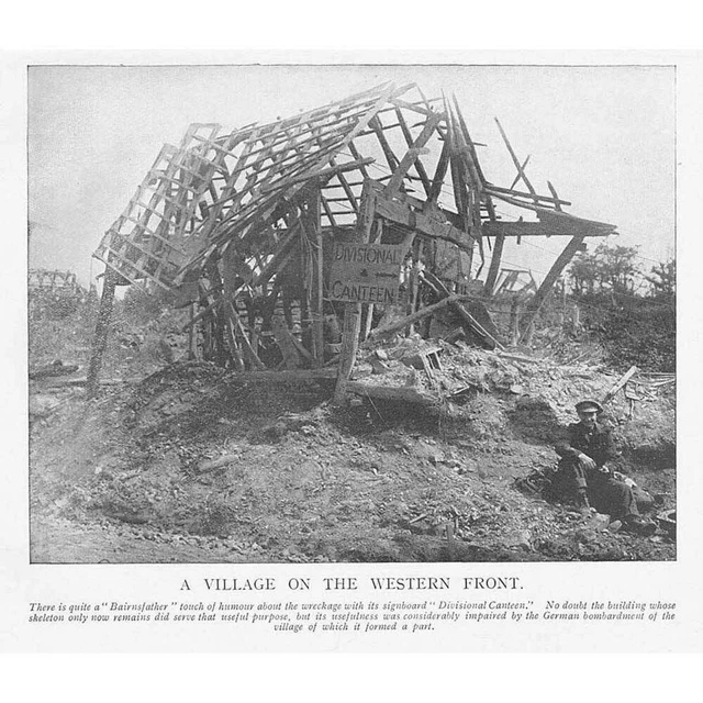 WW1 DESTROYED VILLAGE on the Western Front - Antique Print 1918 £5.99 ...