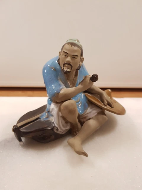 CERAMIC CHINESE WISE Holy Man Figurine Seated H10cm X W12cm Vgc EUR 17 ...