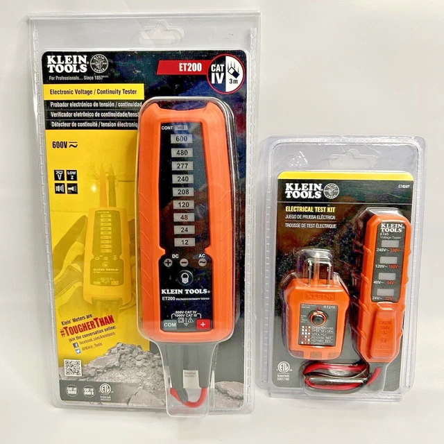 KLEIN TOOLS ELECTRICAL Test Kit Electronic Multimeters ET200 & ET45VP ...