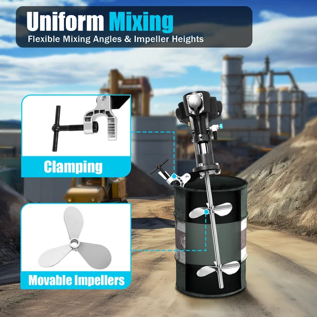 50 GAL 200L Tank Pneumatic Barrel Mixer Agitator Mixing Machine ...