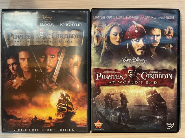 (3) DISNEY PIRATES of the Caribbean DVD Lot: Pirates 1, 2 & 3 (2) w ...