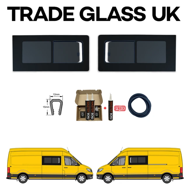 VW CRAFTER PAIR OF Sliding Windows 2018-2020 MWB / LWB + FIT KIT AND U ...
