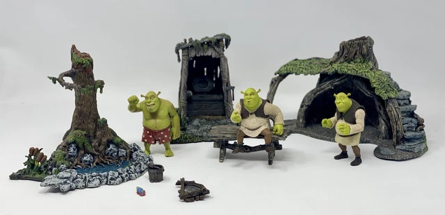 2001 MCFARLANE TOYS Deluxe “Shrek’s Swamp House” Outhouse, Bath Tree ...