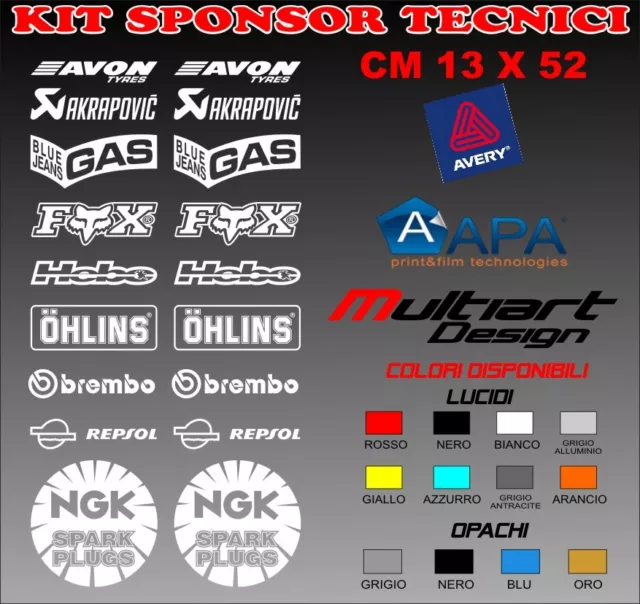 KIT SPONSOR TECNICI Adesivi Tuning Stickers Auto Moto Da Corsa Loghi ...
