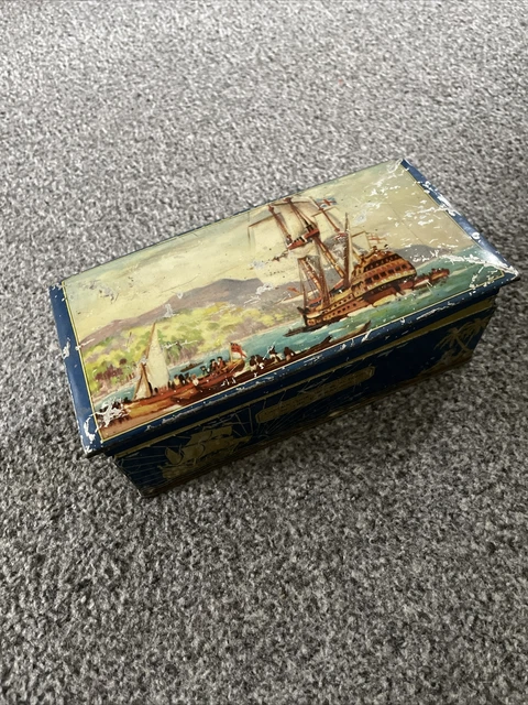 VINTAGE HUNTLEY AND Palmers Biscuit Tin Captain Cook Arrives at Tahiti ...