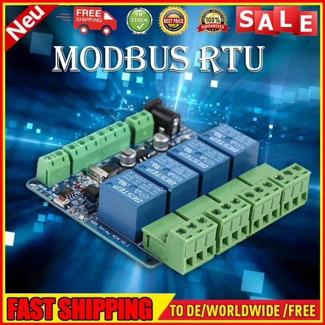 MODBUS RTU 4 Way Relay Module TTL/RS485 Interface Communication with Indicator EUR 7,49 ...
