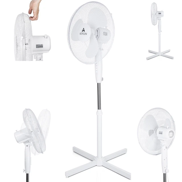 STANDING FAN FAN wind turbine air cooler oscillating 50W white fan £18. ...