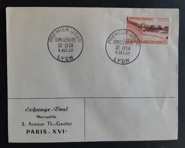 FRANCE ENVELOPPE 1er jour 1957 Bimillénaire de Lyon Lettre FDC Cover EUR 0,50 - PicClick FR