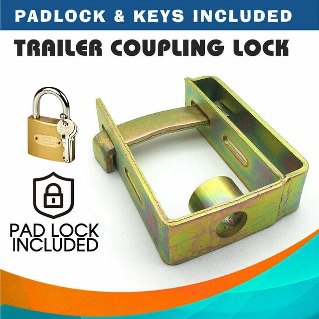 TRAILER COUPLING HITCH Lock Universal Padlock 3 Keys Caravan Camper ...