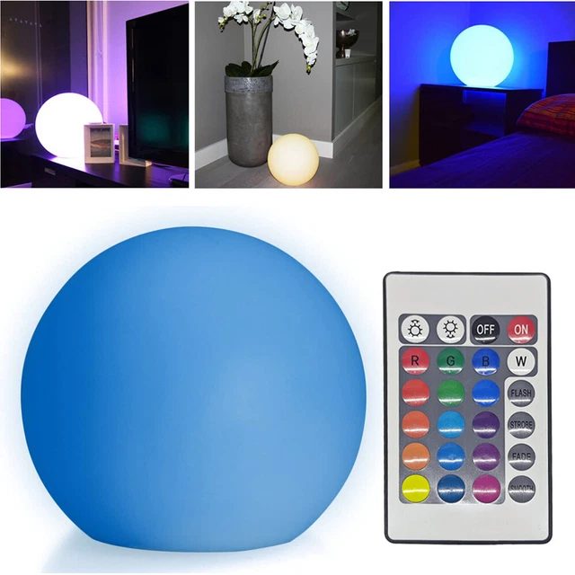 6IN RGB COLOR-CHANGING LED Globe Orb Light w/Remote Mood Lamp Night ...