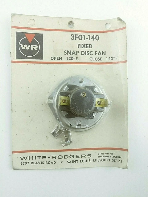 WHITE-RODGERS 3F01-140 SNAP Disc Fan Limit Fixed Open 120 F Close 140 F ...