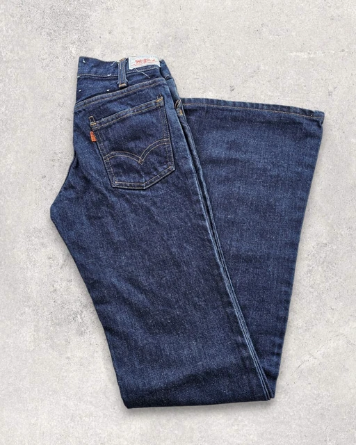VINTAGE 1970S LEVI'S Orange Tab Flare Leg Denim Jeans Dark Wash Made In USA 24W $40.00 - PicClick CA