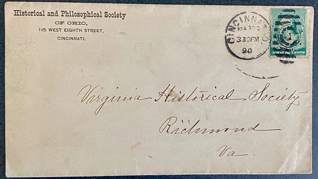 1890 2C HISTORICAL Philosophical Society Ohio to Richmond VA Classic ...