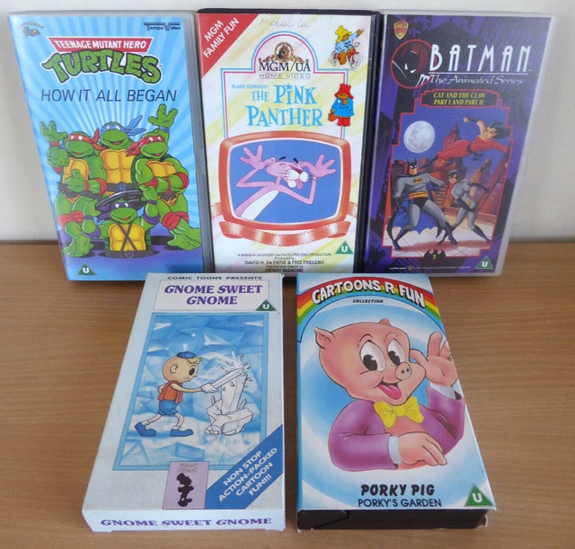 KIDS CARTOON VHS Videos Bundle Vintage Cartoons x5 TMNT Pink Panther ...