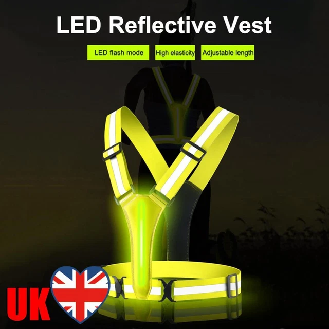 LED NIGHT RUNNING Security Vest Reflective Warning Lights Elastic Band ...