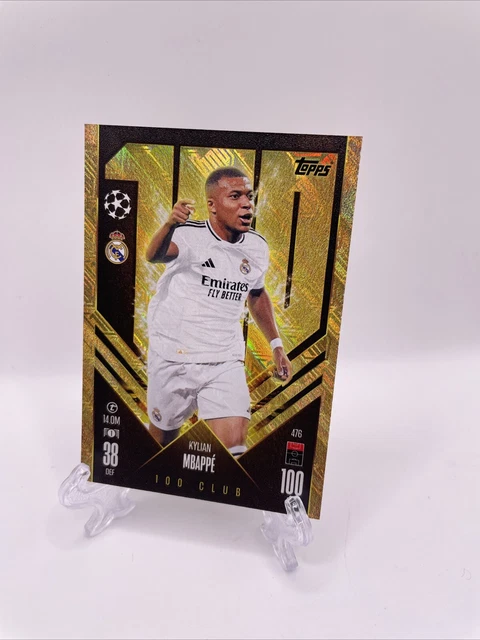 TOPPS MATCH ATTAX 2024/25 2025 Kylian Mbappe Real Madrid 100 Club Foil ...