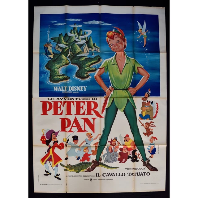 AFFICHE LES AVENTURES De Peter Pan Walt Disney Capitaine Crochet Trilly ...