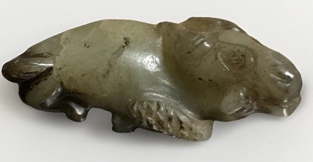 ANTIQUE CHINESE GREEN Jade Beast Carving Qing Dynasty Late 19th Century ...