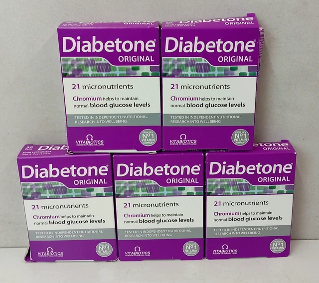VITABIOTICS DIABETONE ORIGINAL 30 Tablets 5 x Pack Blood Glucose ...