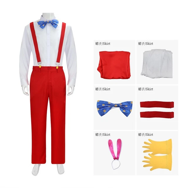 WHO FRAMED ROGER Rabbit Cosplay Roger Costume Bib Pants Shirt Full Set ...
