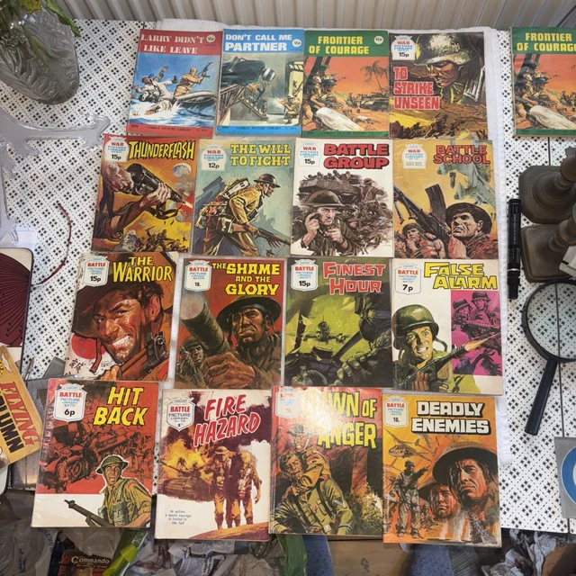 16 BATTLE WAR & Combat Picture Library Magazines Issues in good solid ...