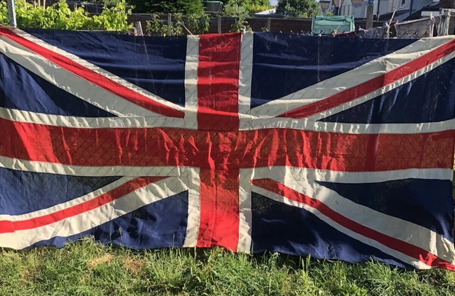 VINTAGE 1940'S UNION Jack Flag by Excelsior WW2 era stitched panel 14.1 ...