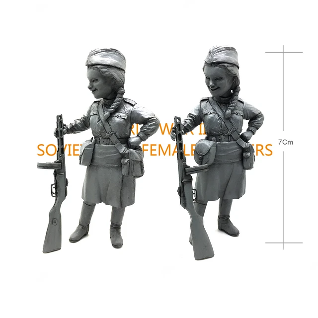 70MM FEMALE SOLDIER WW2 Soviet Rifle Resin Figure Model Kit Unassemble ...