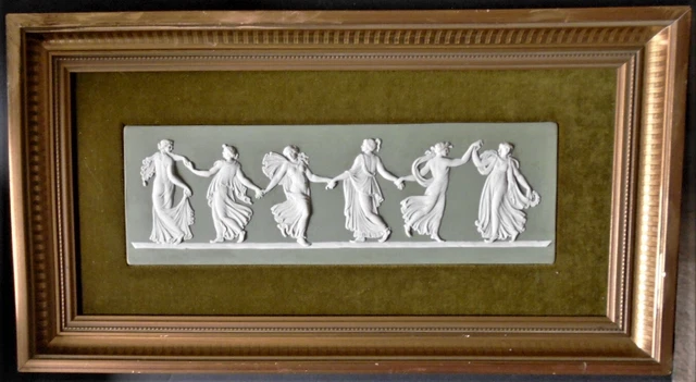 A WEDGWOOD Dancing Hours Plaque In Sage Green Jasper In Gilt Frame ...