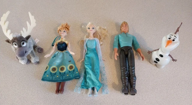DISNEY FROZEN LOT 12" Elsa-Anna And Christoph Dolls Plush Sven-Talking ...