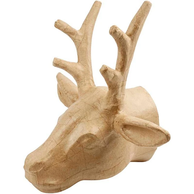 DEER HEAD DISPLAY Wall Hanging Trophy 30cm Craft Paper Mache Decoration ...