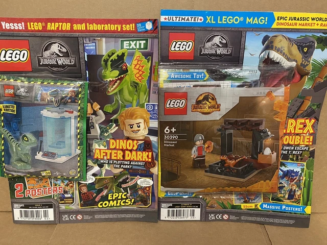 LEGO JURASSIC WORLD magazines 2023 + Raptor and Laboratory set dinosaur ...