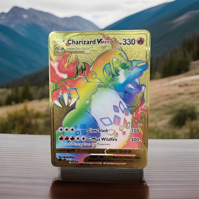 CHARIZARD VMAX RAINBOW Pokemon Gold Metal Card Collectible Gift/Display ...