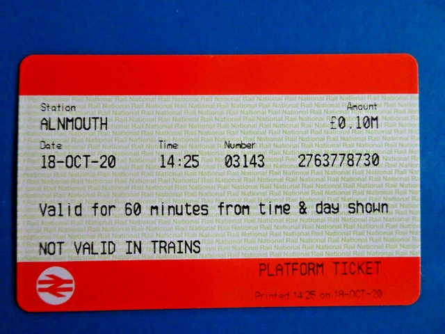 BRITISH RAILWAY PLATFORM TICKET from ALNMOUTH Window 30 £0.99 - PicClick UK