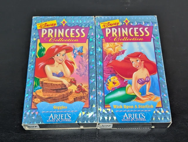 DISNEY PRINCESS ARIEL VHS Lot of 2 Songs & Stories Giggles Wish Upon A ...