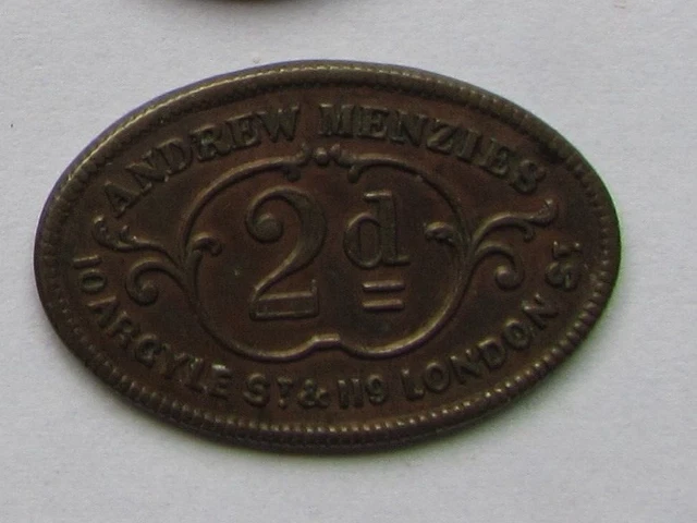 ANDREW MENZIES, GLASGOW. 2d. Metal Horse Bus token. £12.00 - PicClick UK