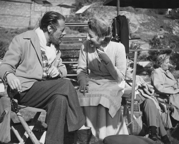 AMERICAN ACTOR REX Harrison laughing with co-star Gene Tierney OLD ...