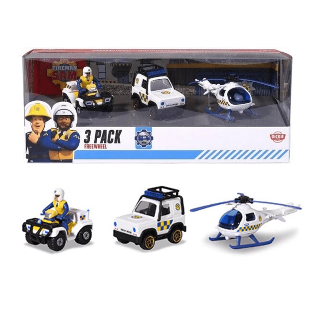 FIREMAN SAM POLICE Vehicles Pack Of 3 Quad Bike Jeep Helicopter Traffic ...