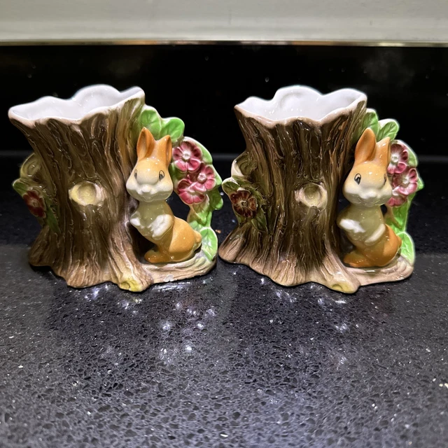 VINTAGE 1960'S HORNSEA Pottery FAUNA ROYAL Rabbit & Tree Vase 3.5 ...