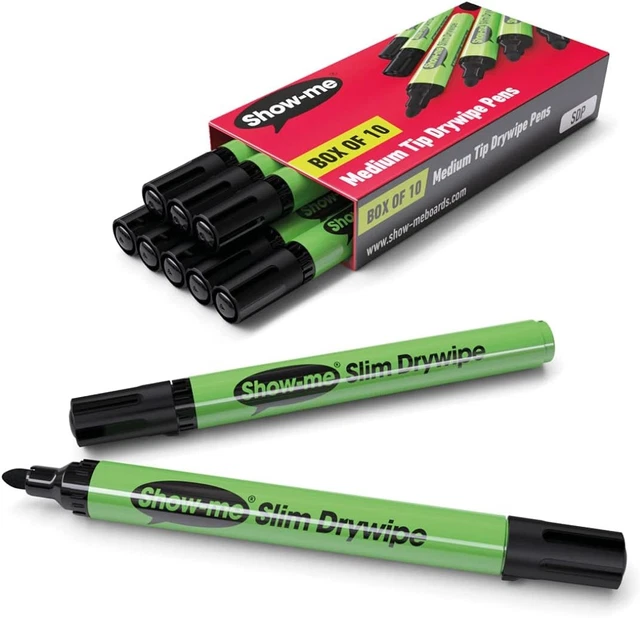 SHOW-ME SDP MEDIUM-TIP Drywipe Whiteboard Pens for Schools and ...