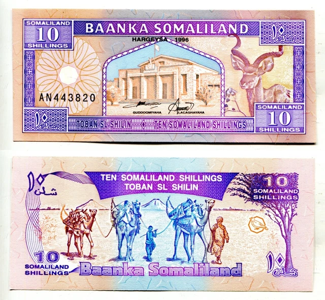 10 SHILLINGS SOMALILAND 1996 unc, P. 2b EUR 2,95 - PicClick DE