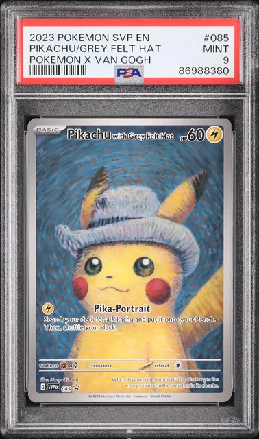 PIKACHU WITH GREY Felt Hat 085 Carte Pokemon Promo X Van Gogh Museum ...