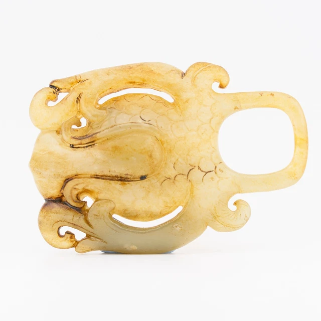 CHINESE JADE BELT Russet White Carved Chilong Animal Figurine Qing ...