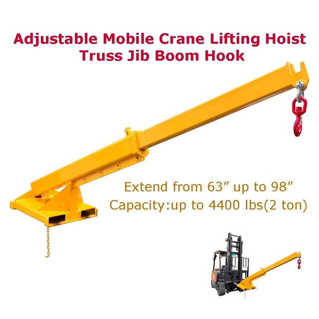 4400LBS/2T ADJUSTABLE MOBILE Crane Lifting Hoist Truss Jib Boom Hook ...