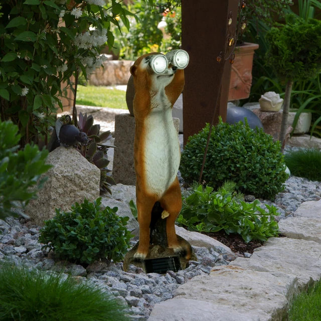 LAMPE SOLAIRE SURICATE Jardin Décorative Batterie IP44 Blanc Chaud LED ...