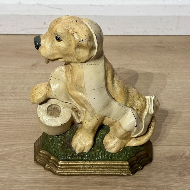 VINTAGE CAST IRON Labrador Andrex Puppy Doorstop - Puppy With Toilet ...