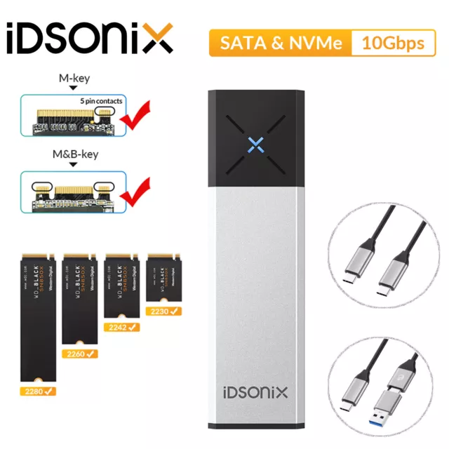 IDSONIX M.2 NVME & SATA SSD Enclosure USB 3.2 Type C M2 PCIe NGFF ... IDSONIX M.2 NVME & SATA SSD Enclosure USB 3.2 Type C M2 PCIe NGFF ...